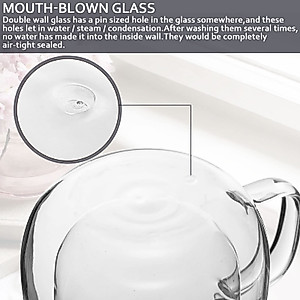 Sunnyray 8 Pack Double Walled Glass Coffee Mugs 10oz Insulated Cappuccino Glasses Mugs with Handle Clear Glass Coffee Cups Bistro Travel Camping for Tea Latte Beverage Shots Glasses Heat Resistant