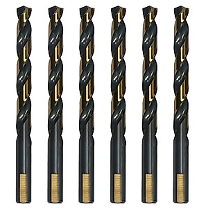 VALYRIANTOOL 6PCS 3/8" HSS Black Gold Twist Drill Bits Set, 135 Degree Split Point, Jobber Metal Drill Bit, General Purpose for Use in Mild Steel, Copper, Aluminum, Zinc Alloy, Wood, and Plastic