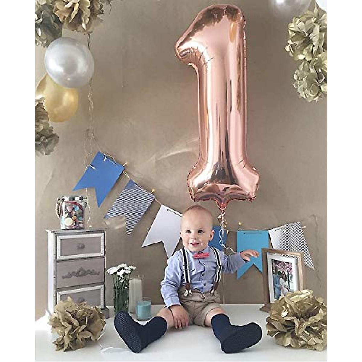 Tellpet Rose Gold Number 1 Balloon, 40 Inch