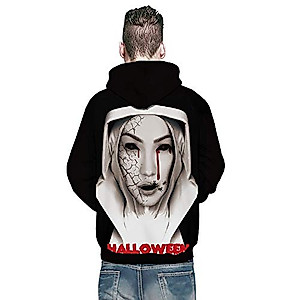 Cool Hoodies for Men, Thenlian Loves' Casual Autumn Winter 3D Printing Long Sleeve Hoodies Sweatshirt Blouse(Black, 3XL)