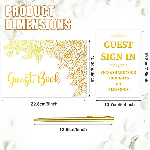 Zonon Wedding Guest Book with Pen Wedding Memory Book with Table Cards Guest Sign-in Book White Cover with Foil for Guests Visitors to Sign at Wedding Party Hotel Bridal Shower, 9 x 6 Inch(Stylish)