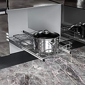 IZLIF Pull Out Cabinet Organizer Heavy Duty Pull out Drawers for Kitchen Cabinets, Pull Out Shelves for Base Cabinet Organization in Kitchen Bathroom Pantry 14 x 21 inch for At Least 15” Cabinet Opening ,Chrome Finish