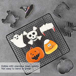 Halloween Cookie Cutters Set 12 PCS, Cobwebs, Corn, Wizarding Hat, Tombstone, Spider, Ghosts, Bats, Skeletons, Coffins, Pumpkins, Zombie Teeth…