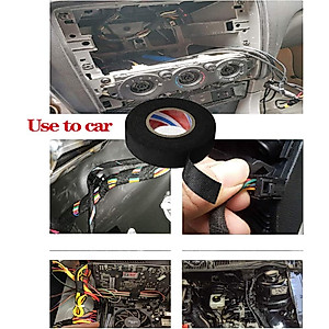 4 Rolls Wire Loom Harness Tape, Wiring Harness Cloth Tape, Black Adhesive Fabric Tape, for Automobile Electrical Wire harnessing Noise Dampening Heat Proof （19mm X 25m）