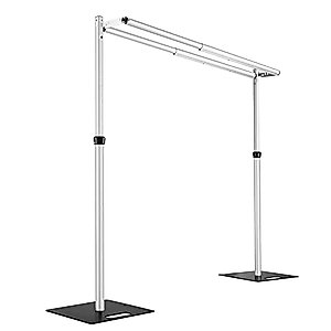 Hecis Pipe and Drape, Portable Pipe and Drape Backdrop Stand with Crossbar, Adjustable Pipe and Drape Backdrop Kit for Event， Party, Trade Shows and Wedding Decor, 10FTX10FT Double Crossbar