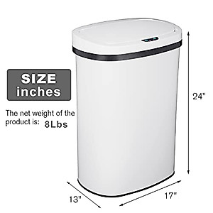 Trash Can 13 Gallon, Automatic Waste Bin Touchless Infrared Motion Sensor, Stainless Steel Base Anti-Fingerprint Mute Designed, Kitchen Garbage Can 50 Liter for Office Bedroom Office Living Room