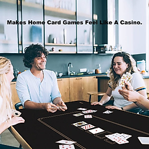 YUZPKRSI 70 x 35 Inch Texas Hold'em Poker Mat Waterproof, 8 Players Poker Table Mat Water Repellent, Portable Poker Table Top Topper with Thicken Carrying Bags for Poker Games, Blackjack, Casino