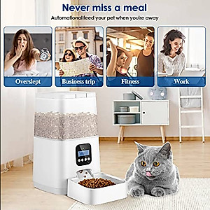 5L Automatic Cat Feeders, Farexon Auto Pet Feeder Dry Food Dispenser, Timed Cat Feeder with Dual Power Supply, Portion Control 1-4 Meals Daily, 10s Voice Recorder for Small & Medium Cats Dogs