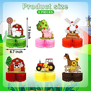 6 Pieces Farm Animals Honeycomb Centerpieces Farm Themed Cake Balls Table Toppers Barn Party Supplies Indoor and Outdoor 3D Table Decorations for Farm Animals