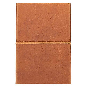 Brown Classic Full Grain Leather Writing Journal/Notebook | The Beginning John 1:1-14 | Wrap Closure Notebook, 400 Lined Pages w/Inspirational Scripture, 6 x 8.5 Inches