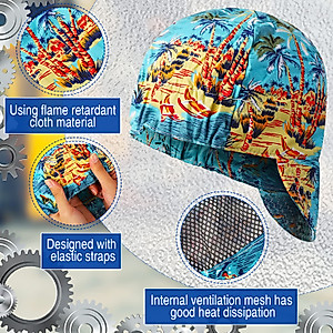 Macarrie 3 Pcs Welding Hats for Men Flame Resistant Cotton Welding Cap Mesh Inside Liner Welder Cap Low Crown for Welder Electrician Gas Station Matched with Most Welding Helmet(Camouflage Style)