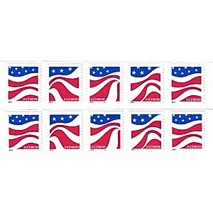 USPS Red White and Blue Forever Stamps - 100 Stamps