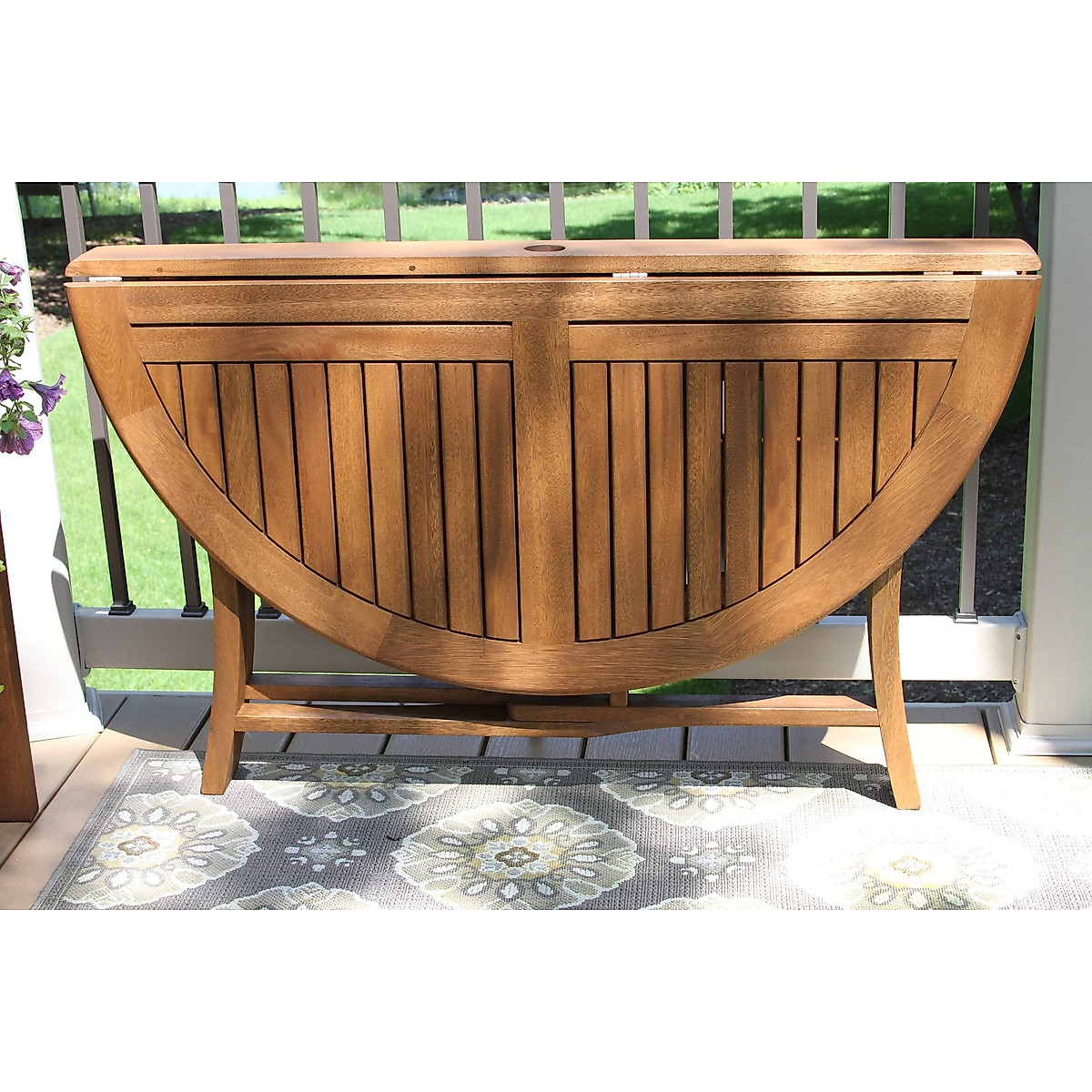 Overstock Eilaf Eucalyptus Round Folding Outdoor Dining Table - 43 inches