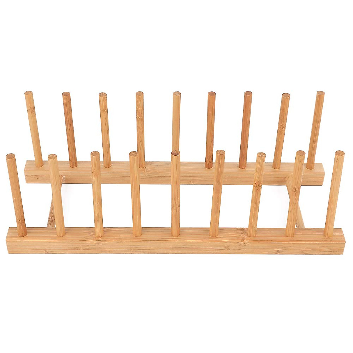 Fdit Bamboo Dish Rack Plates Holder Kitchen Storage Cabinet Organizer for Cup Pot Lid Cutting Board Countertop Organization