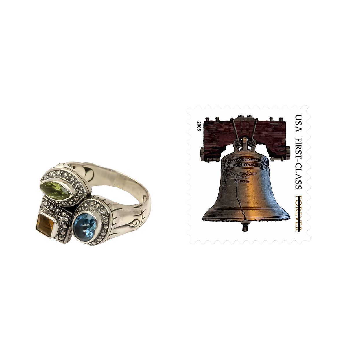 NOVICA Artisan Handmade .925 Sterling Silver Multigemstone Cocktail Ring Balinese Citrine Blue Topaz Peridot Green Multicolor Yellow Indonesia Leaf Tree Birthstone 'Splendid Bamboo'