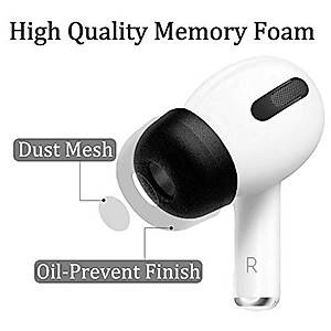 Foam Ear Tips for AirPods Pro Headphones, BLUEWALL Soft Noise-Isolation Memory Foam Eartips for AirPods Pro, Design, 2 Pairs Medium Size Tips for AirPods Pro, M