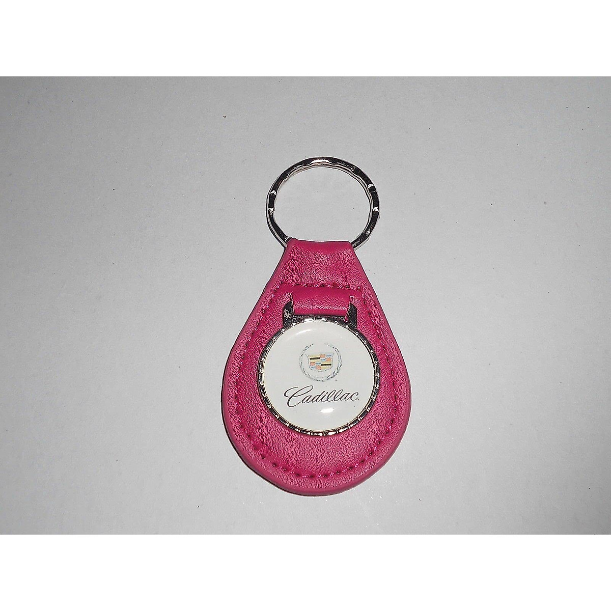 CTS CATERA DTS ESCALADE SRX STS XLR VINTAGE LOGO LEATHER KEYCHAIN - MAGENTA
