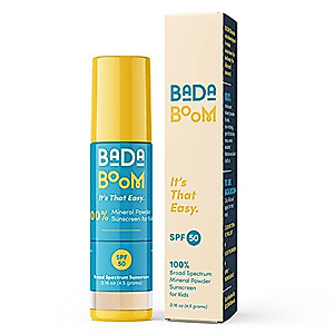 Bada Boom Mineral Translucent Sunscreen Powder, Brush on SPF 50 for Kids and Sensitive Skin