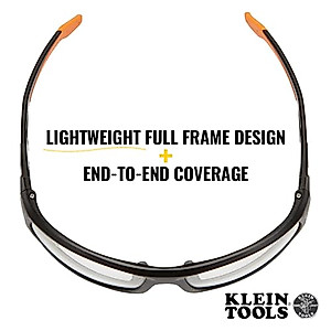 Klein Tools 60163 Safety Glasses, Professional PPE Protective Eyewear with Full Frame, Scratch Resistant and Anti-Fog, Clear Lens, 5.6 x 4 inch