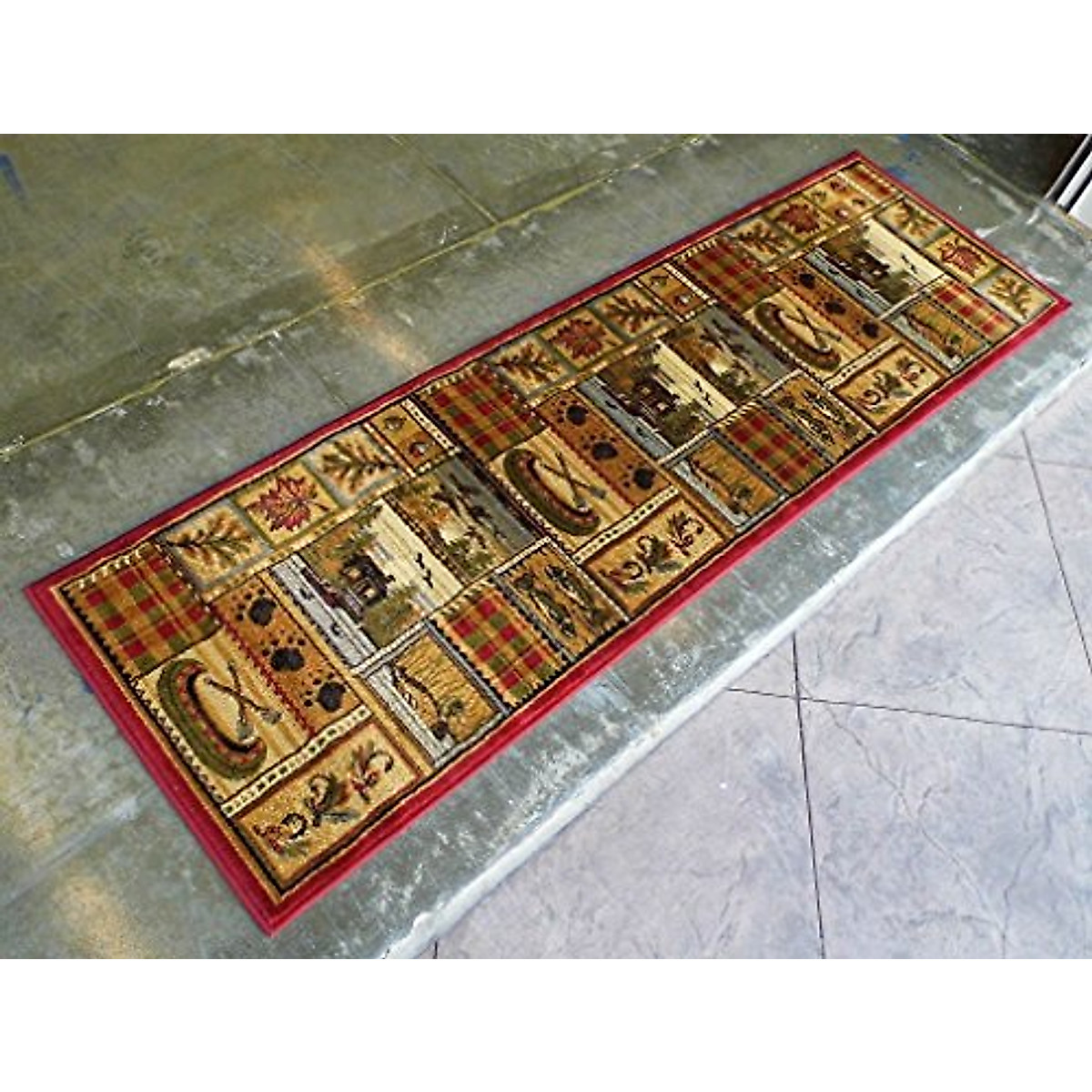 CR Wildlife Nature Cabin Lodge Scene Duck Boat Fish Area Rug (2 Feet 2 Inch X 7 Feet 2 Inch Runner)