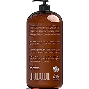 New York Biology Moroccan Argan Oil Conditioner - All Natural - Moisturizing and Volumizing Professional Series Restorative Formula - Infused with Keratin and Sulfate Free - 16.9 fl Oz