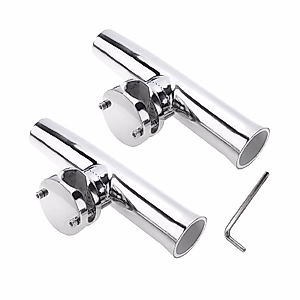 NovelBee 2pcs Boat Fishing Rod Holder,Stainless Tournament Style Clamp on Fishing Rod Pole Holder for Rails 1-1/4" to 2"