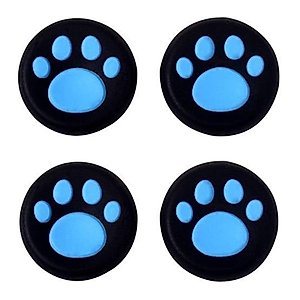 Silicone Thumb Stick Grip Cap Joystick Thumbsticks Caps Cover for PS4 PS3 Xbox One PS2 Xbox 360 Game Controllers (Blue Cat Dog Paw 4PCS)