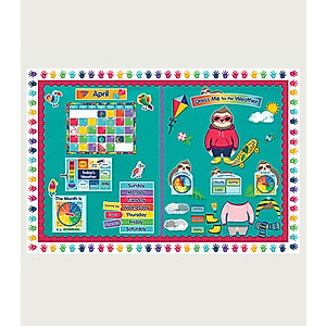 Carson Dellosa 1 World Sloth Weather Bulletin Board Set Seasons & Weather Charts,Seasonal Accents & Articles of Clothing to Dress Sloth for the Weather,Homeschool or Classroom Décor(54 pc)(Pack of 2)