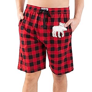 Lazy One Pajama Shorts for Men, Men's Pajama Bottoms, Sleepwear, Animal (Moose Plaid, Medium)