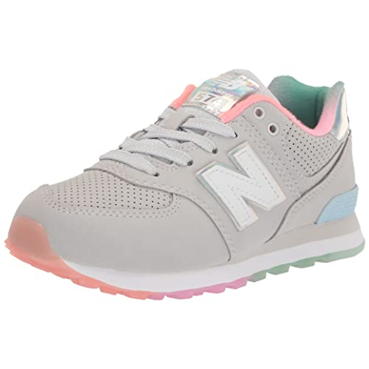New Balance Kids 574 V1 70s Racing Lace-up Sneaker, Summer Fog/Lemon Haze/Uv Glo, 2.5 US Unisex Little