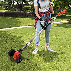CheriMuMu Cordless Cordless String Trimmer/Edger, 3 in 1 Battery Powered Grass Trimmer Electric Brush Cutter, Lightweight Push Mini-Mower for Lawn Care and Yard Work (1 Battery & Charger Included)