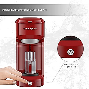 Vimukun Single Serve Coffee Maker Coffee Brewer Compatible with K-Cup Single Cup Capsule with 6 to 14oz Reservoir, Small Size (Red)