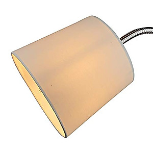 LIGHTACCENTS Adjustable White Floor Lamp with Chrome Adjustable Gooseneck Head Lamp and White Fabric Drum Lamp Shade - Flexible Reading Floor Lamp - (White)