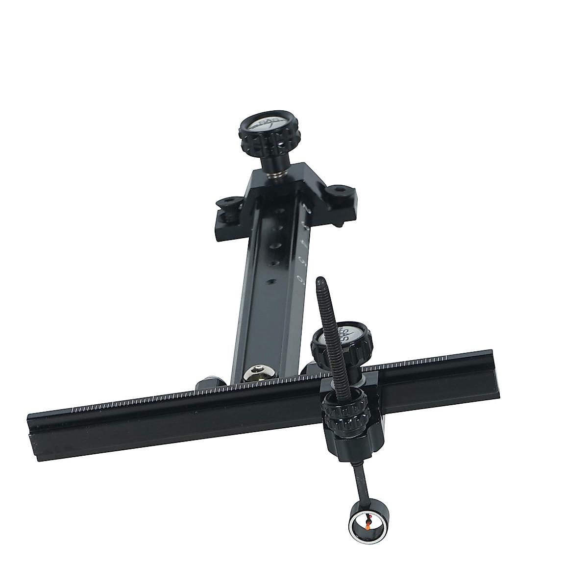 Archery Recurve Bow CNC Target Sight T Shape Adjustable with Ring and Single Fiber Optical Pin Sight Aluminum Detachable for Compound Competition Olympic Style Hunting Practice Range RH or LH (Black)