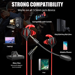 YYUNJINI Gaming Headset with Microphone Wired Gaming Earbuds PC for PS4 PS5 Xbox One Playstation 5 Games Mobile Phone,Detachable Stereo Bass Earphones Noise Cancelling Gaming Headphones with Mic Black