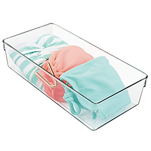 iDesign Linus Plastic Dresser and Vanity Organizer, Storage Bin for Bathroom, Bedroom, Office, Craft Room, Fridge, Freezer, Pantry, 12" x 6" x 3", Clear