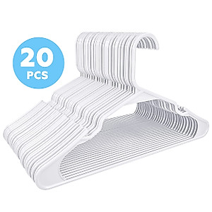 Plastic Hangers 20, 40, 60 Pack – Space Saving Hangers for Clothes – White Plastic Hangers for Neatly Hanging Clothing, Shirts, Jackets, Pants, Laundry, Dresses & More (20 Pack)