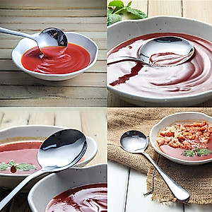 HornTide 6-Piece Soup Spoon Set Bouillon Spoon Flatware Stainless Steel Mirror Polishing 6.5-Inch 16.6cm