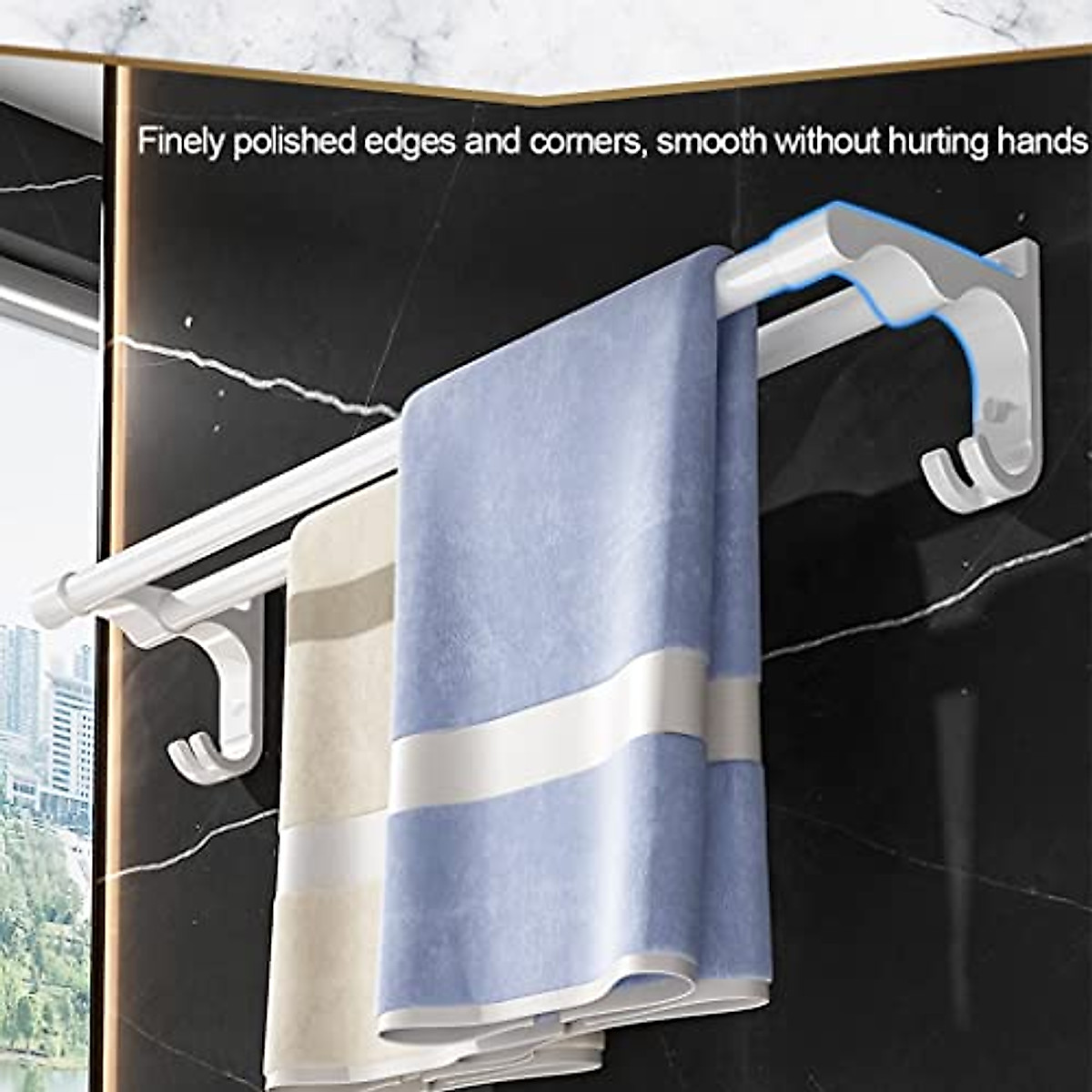 Bath Towel Bar White Towel Rack, Space Aluminum Towel Rail, Double Rod Toilet Towel Rail, Bathroom Hanger Bar Towel Holder (Color : 60CM)