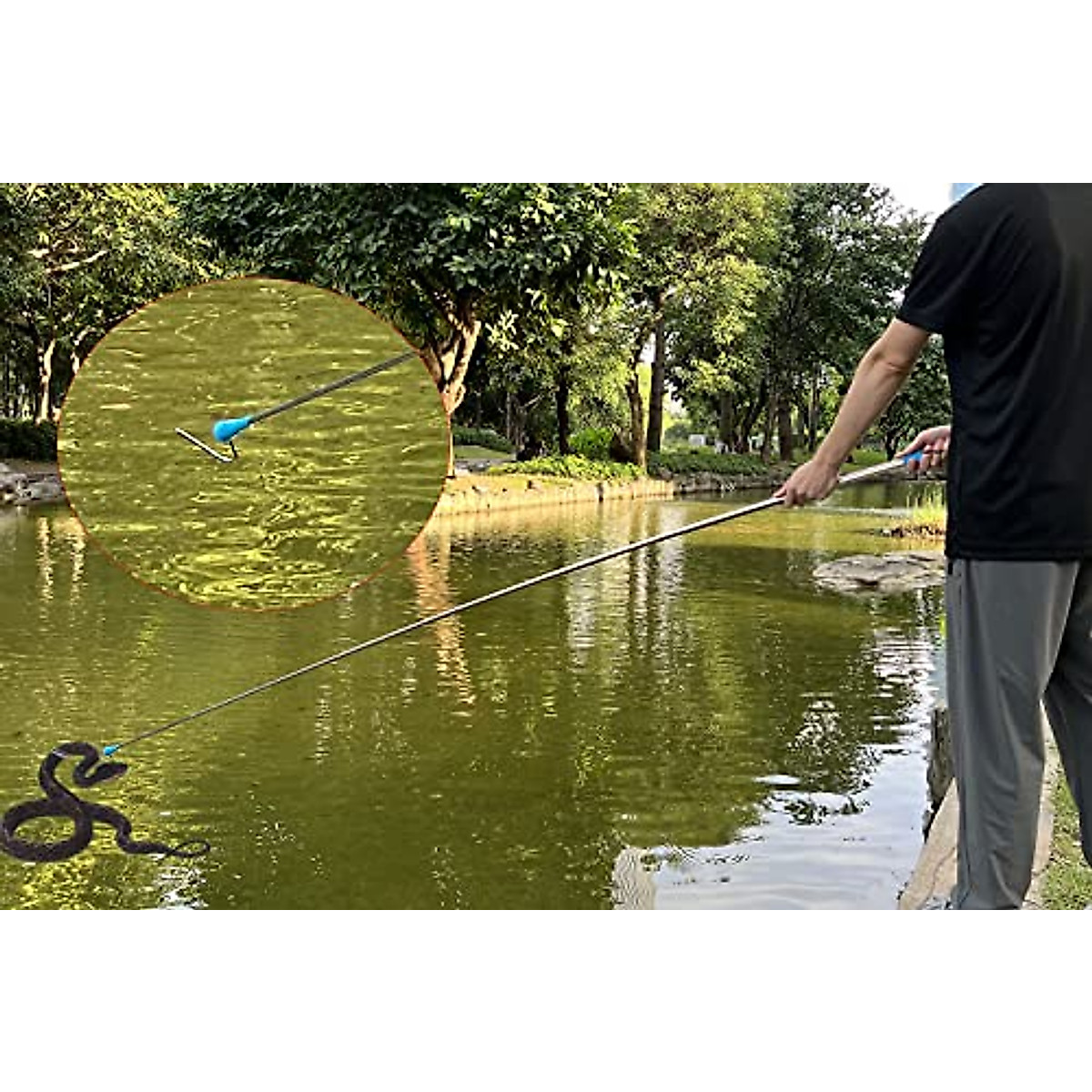 Pool Skimmer Net with Adjustable 106 Inches Lightweight Telescopic Pole Leaf Skimmer Mesh Rake Net for Spa Pond Swimming Pool, Pool Cleaner Supplies,Detachable net and hooks Great choice for gifts