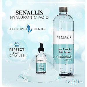 Hyaluronic Acid Serum 16 fl oz And 2 fl oz, Made From Pure Anti Aging/Wrinkle, Ultra Hydrating Moisturizer That Reduces Dry Skin Manufactured In USA