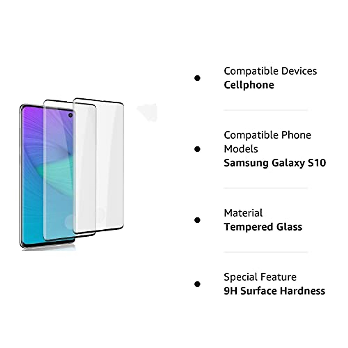 ToneGod 2 Pack Galaxy S10 Screen Protector, [Bubble Free] [High Definition] Anti-Scratch [Case Friendly] 3D Curved Screen Protector Compatible Galaxy S10
