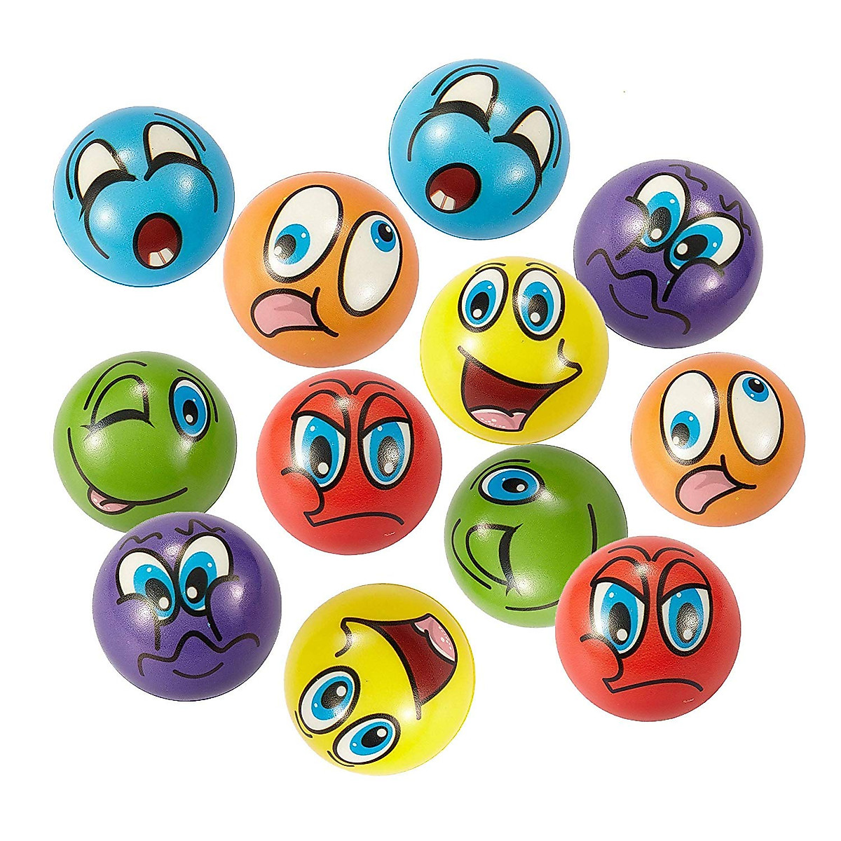 DOPHYRANIX Angry Funny Face Squeeze Stress Balls Fun Stress Relief Toys Therapeutic Educational Balls Bulk 1 Dozen 2.5" Stress Balls (12 Pieces)