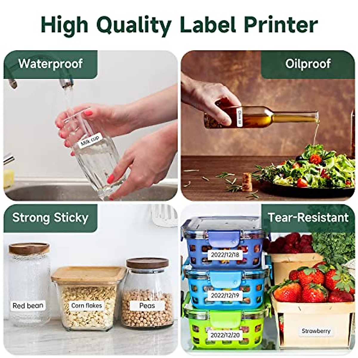 Ecokra Bluetooth Label Maker Machine with Tape,P15 Mini Thermal Label Maker for Organizing,Portable Desktop Label Printer,Sticker Printer with Multiple Templates for Office,Home,Kitchen,School