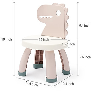 Toddler Chair,Plastic Kids Dino Chair,Sturdy Durable and Lightweight Toddler's Activity Chairs,Anti-Slip Ergonomic Design Kids Step Stool,Indoor or Outdoor Use for Boys Girls Aged 2+ (Pink)