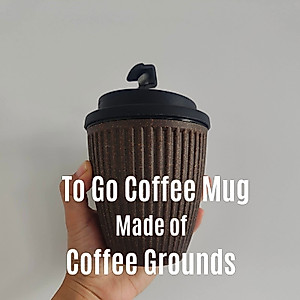 THVAULE Coffee Grounds Recycled Plastic Travel Coffee Mugs with Lids Reusable Coffee Cups With Lids Leak Proof To Go Coffee Mug for Home Office Cup holder, Mug Gift for Men Women (Coffee,10oz)