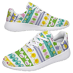 vogiant Girls Women's Tennis Shoes Lightweight Running Sneakers White Easter Pattern Gym Golf Shoes Gifts for Ladies,US Size 7 Women/5 Men