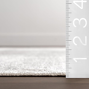 nuLOOM 9' x 12' SpinClean Solid Low-Pile Indoor Area Rug, Machine Washable, Non Shedding, Bed Room, Living Room, Dining Room, Cream