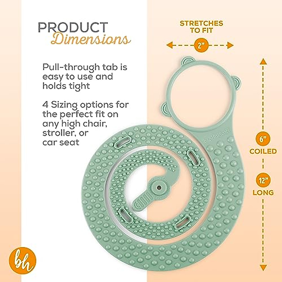 BooginHead SippiGrip Food-Grade Silicone Baby Bottle Holder & Sippy Cup Strap, Sage Green