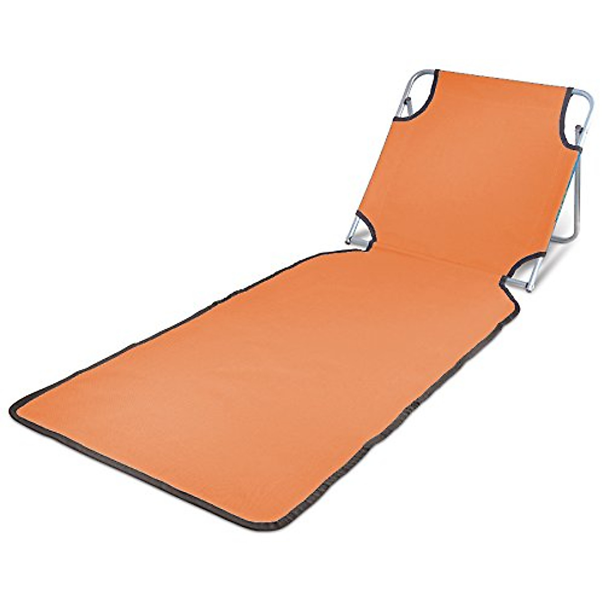Portable Beach Mat Lounge Folding Chair – Folds Flat for Travel Adjustable Reclining Back – Outdoor Lightweight for Kids and Adults (Orange)